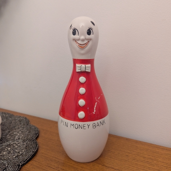 Lefton | Accents | Vintage Lefton Japan Bowling Pin Money Bank Hand ...